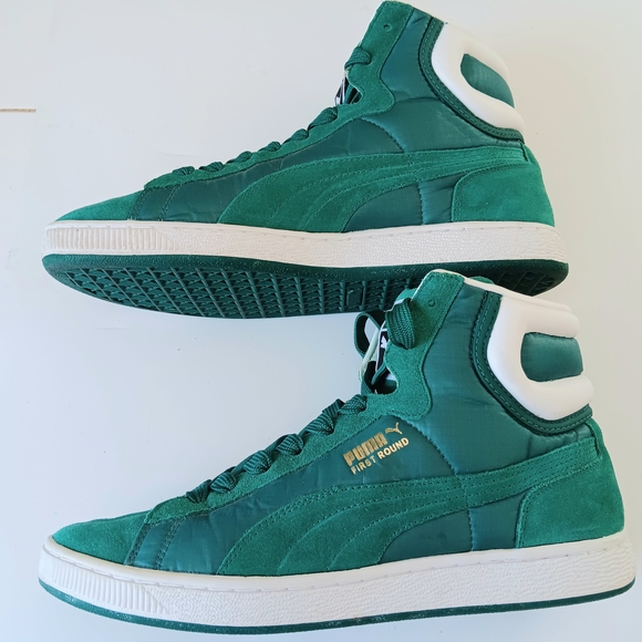 Puma | Shoes | Puma First Round Green Suede High Top Gym Athletic ...